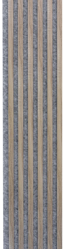 WallART Dekorativní nástěnné lamely s filcem, Dub Sonoma / šedý 270x40x0,8 cm - 7 lamel