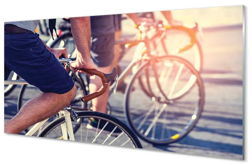 akrylový obraz cyklisté lidí 125x50 cm
