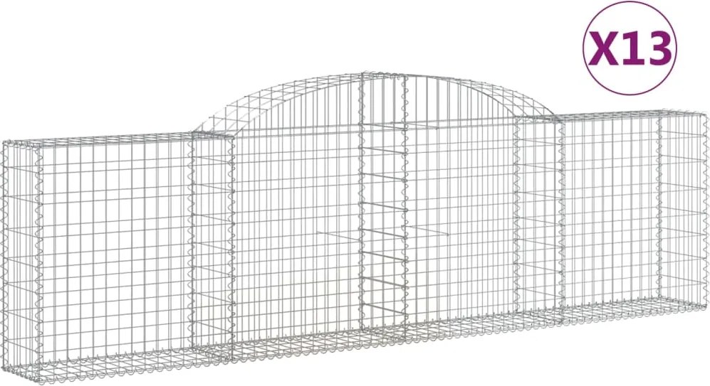 Klenuté gabionové koše 13ks 300x30x80/100 cm pozinkované železo 3146514