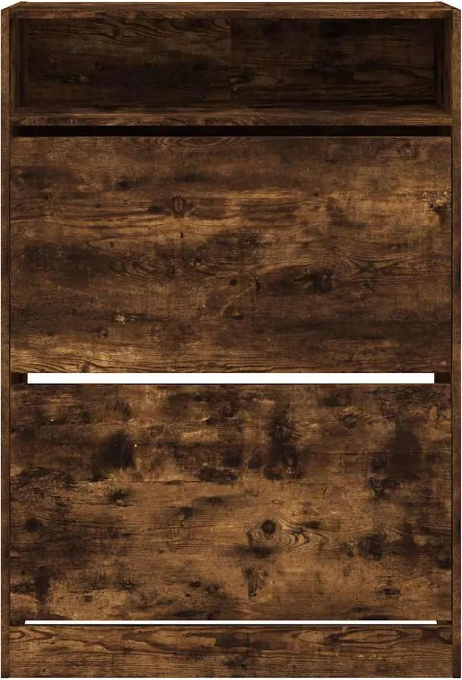 Botník se 2 výklopnými zásuvkami kouřový dub 80 x 34 x 116 cm 3214410