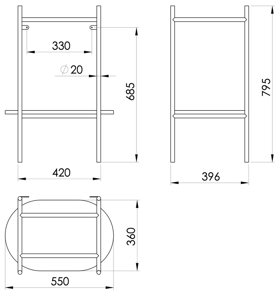 Sapho PUNO podstavec pod umyvadlo 550x795x396mm, černá - SKA590-2