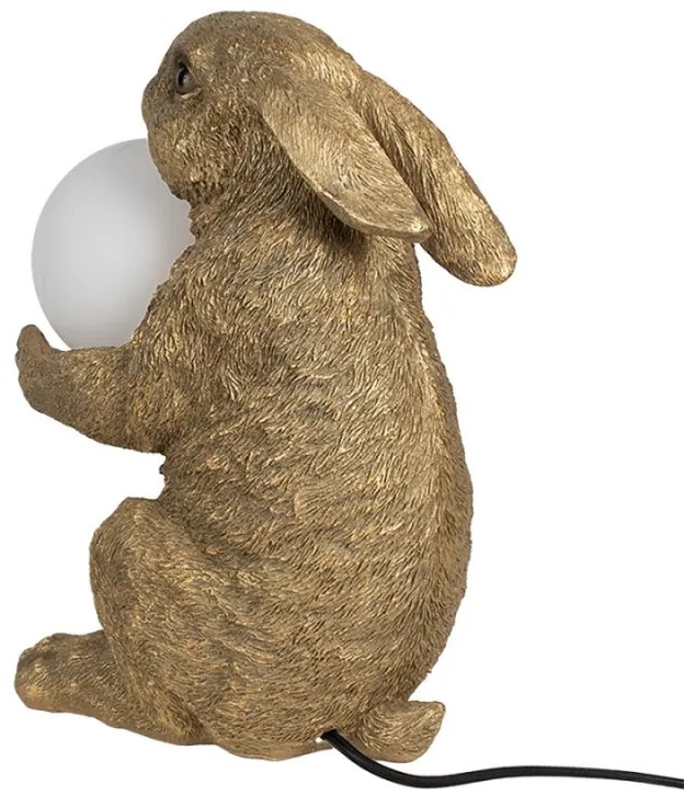 Stolní lampa ve tvaru zlatého zajíčka držícího žárovku – 27x19x35 cm