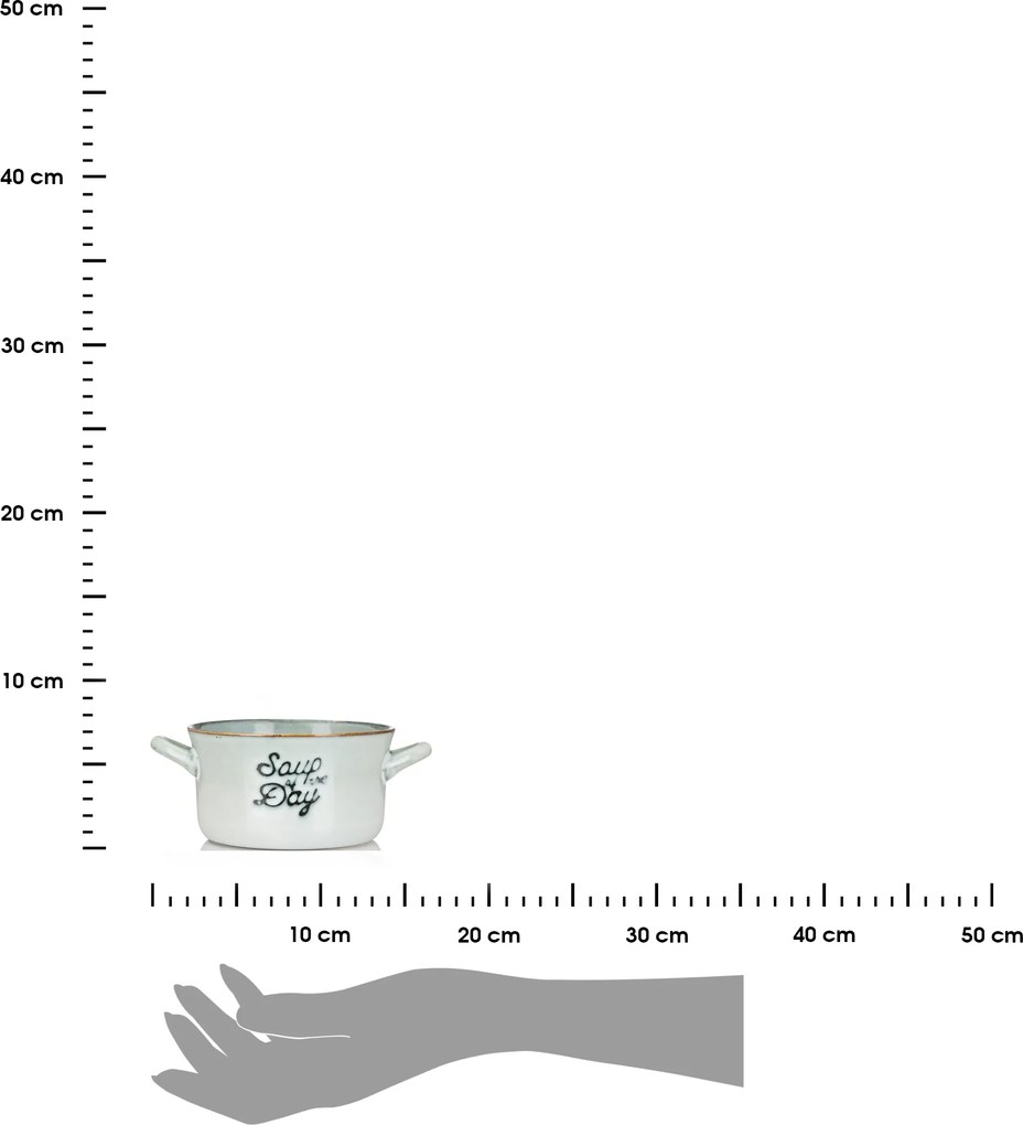 Kameninová miska na polévku Soup 500 ml světle šedá