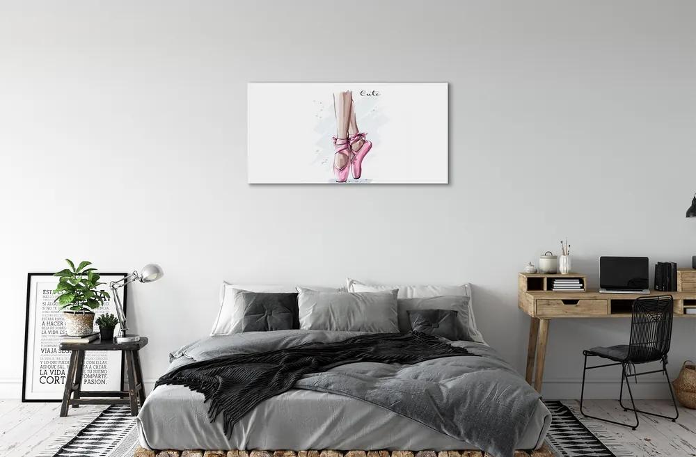 akrylový obraz růžové baletní boty 100x50 cm
