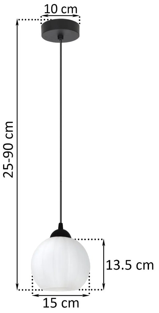 Závěsné svítidlo Costa, 1x bílé skleněné stínítko, b