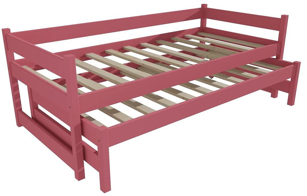 Vomaks Dětská postel s výsuvnou přistýlkou DPV 003 Rozměr: 80 x 200 cm, Barva: barva růžová