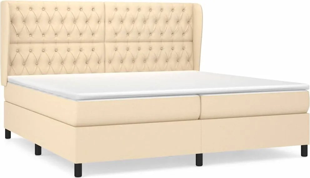 Box spring postel s matrací krémová 200x200 cm textil 3128234