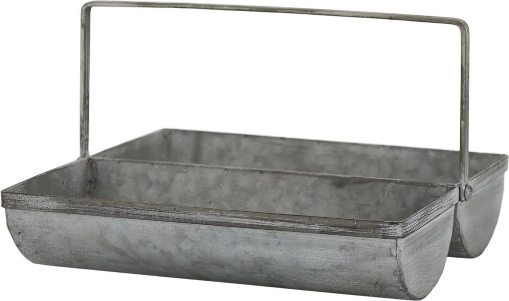 Plechový antik box s rukojetí a 2 přihrádkami Old French - 28*26*17 cm