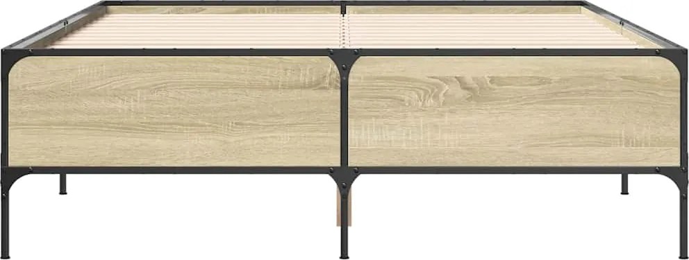 Rám postele dub sonoma 120 x 200 cm kompozitní dřevo a kov 3279803