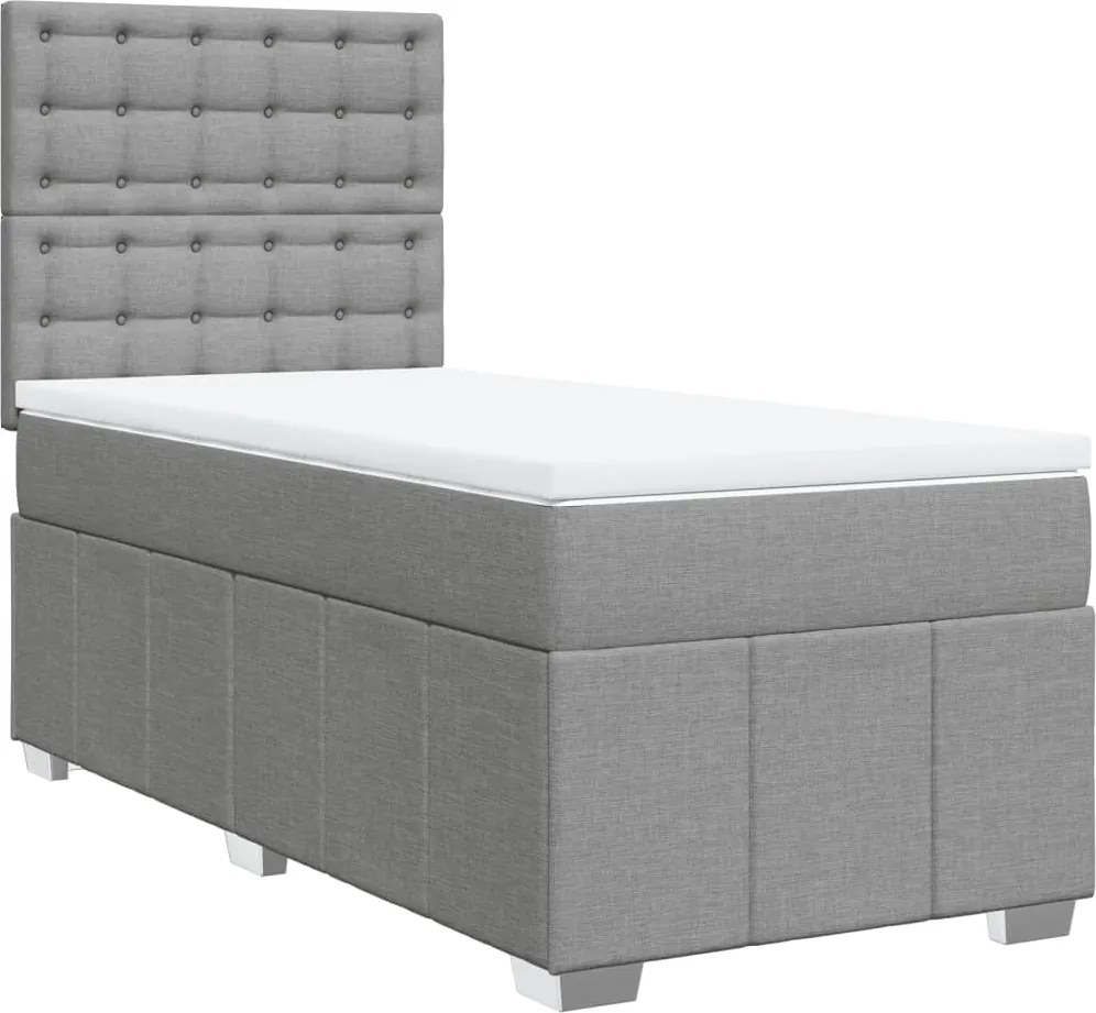 Box spring postel s matrací světle šedá 80 x 200 cm textil 3293809