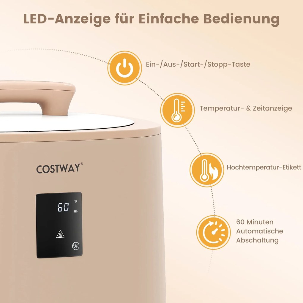 Costway Ohřívač ručníků 18 L stropní ohřívač s LED displejem a automatickým