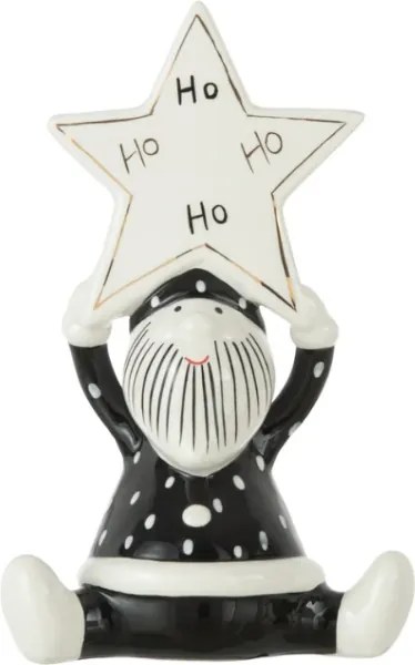 Vánoční dekorace SANTA HOHO 19,5 cm, černo-bílá