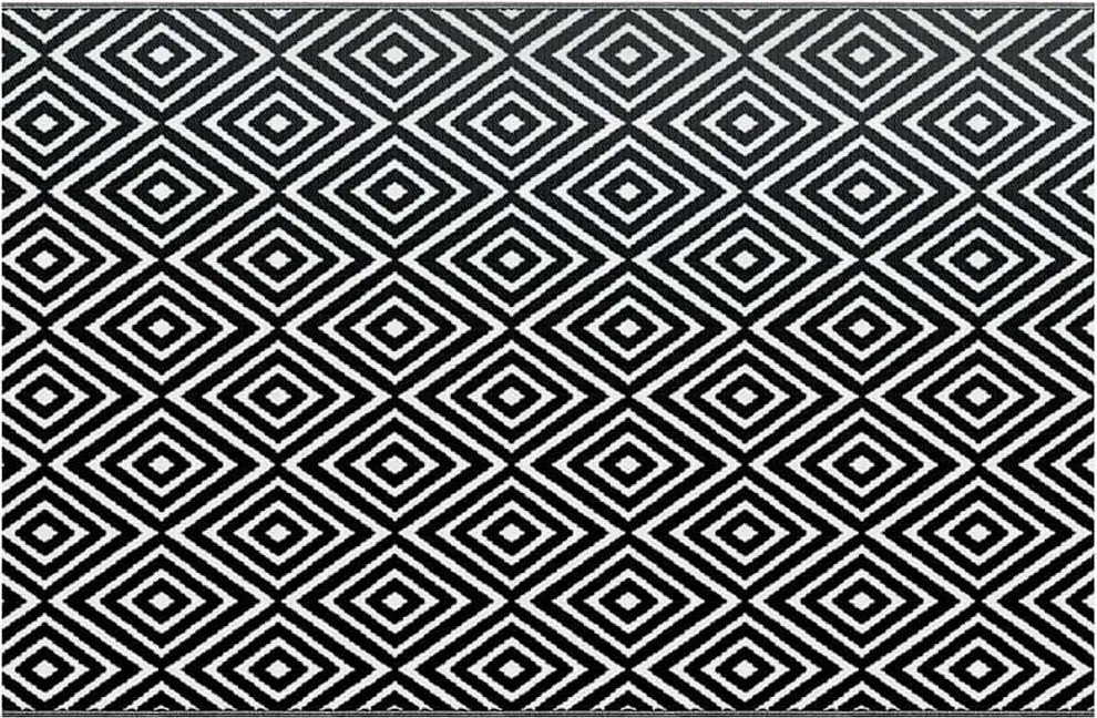 Venkovní koberec ARAKIL bílý a černý 190 x 290 cm PP 310431