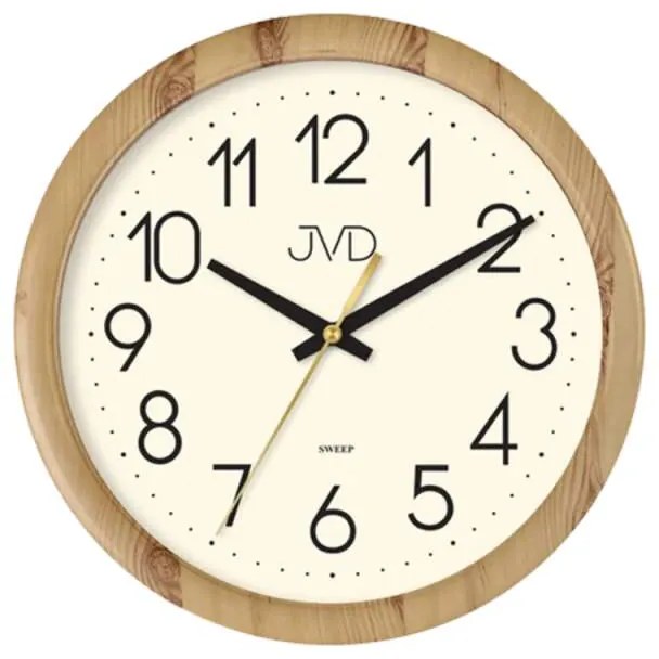 JVD Nástěnné tiché netikající hodiny JVD H608.2 v imitaci dřeva