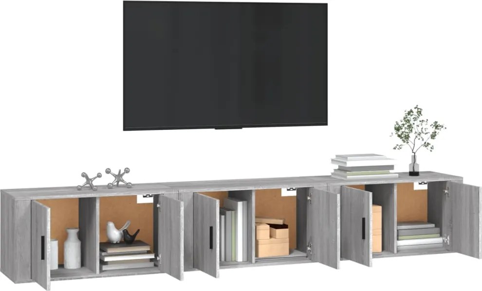 Nástěnné TV skříňky 3 ks šedé sonoma 80 x 34,5 x 40 cm 3188364