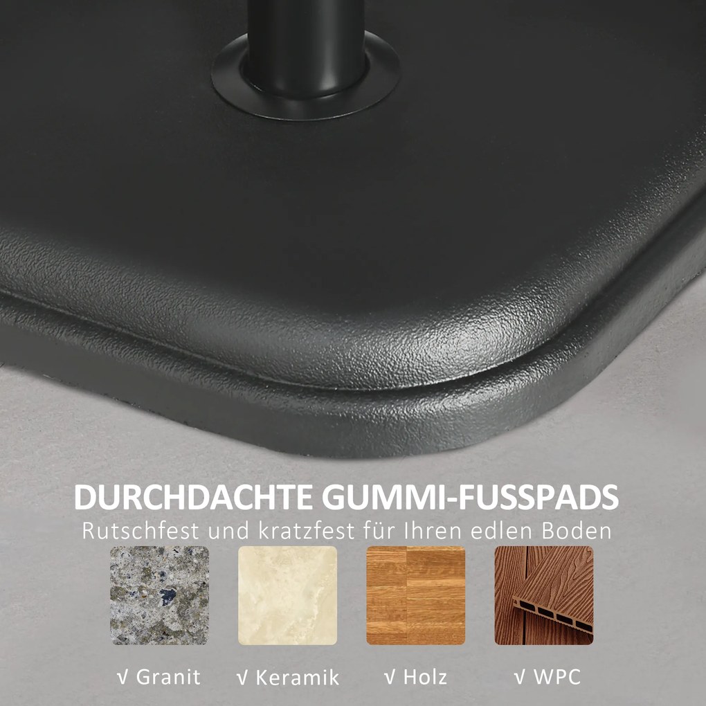 Betonový stojan na slunečník 11 kg Čtvercový stojan na slunečník o průměru trubky 32-38 mm černý