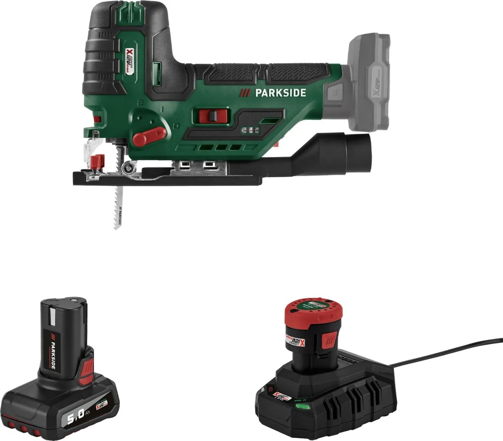 Parkside® Aku přímočará pila Pstka 12 C3, 2 Ah a 5 Ah