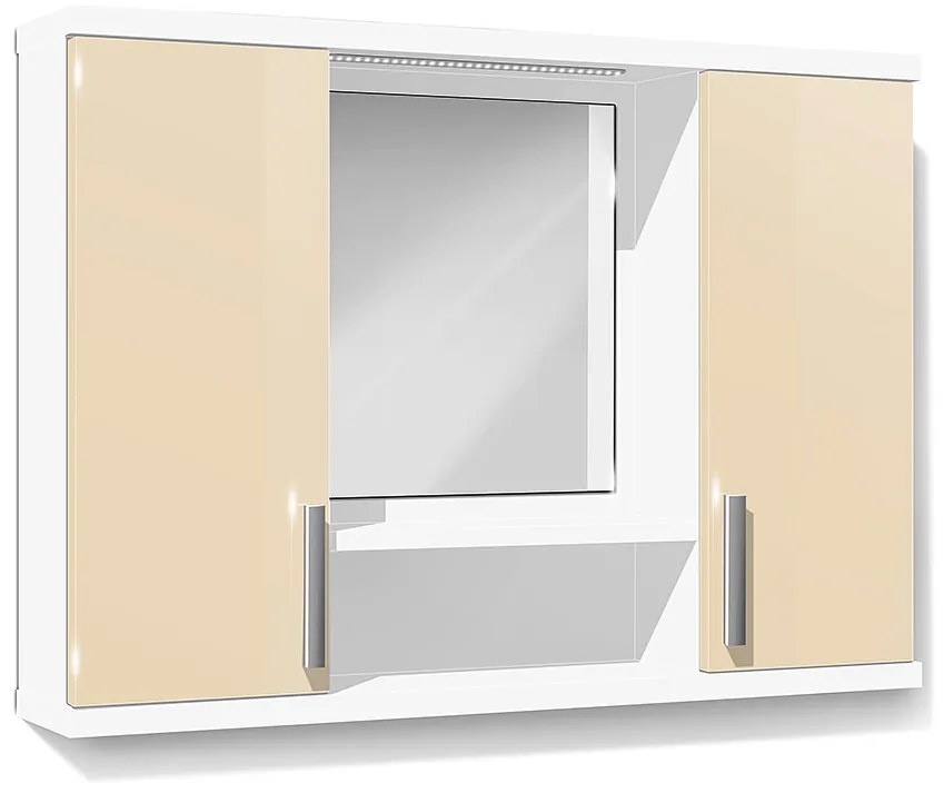 Nabytekmorava Závěsná koupelnová skříňka se zrcadlem K11 barva skříňky: bílá 113, barva dvířek: jasmín lesk