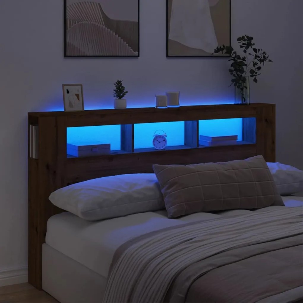 Čelo postele LED dub artisan 180x18,5x103,5 cm kompozitní dřevo