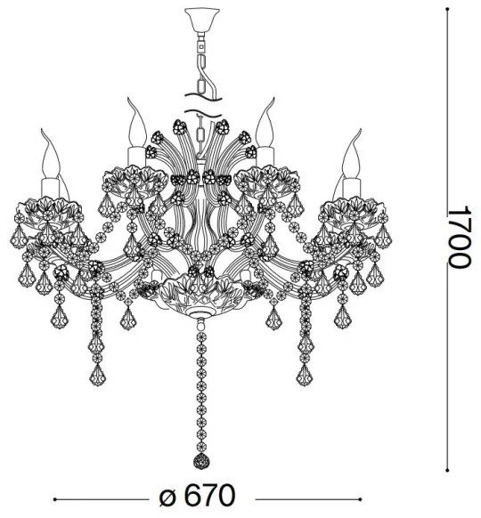 Ideal Lux - Křišťálový lustr na řetězu NAPOLEON 8xE14/40W/230V pr. 67 cm zlatá