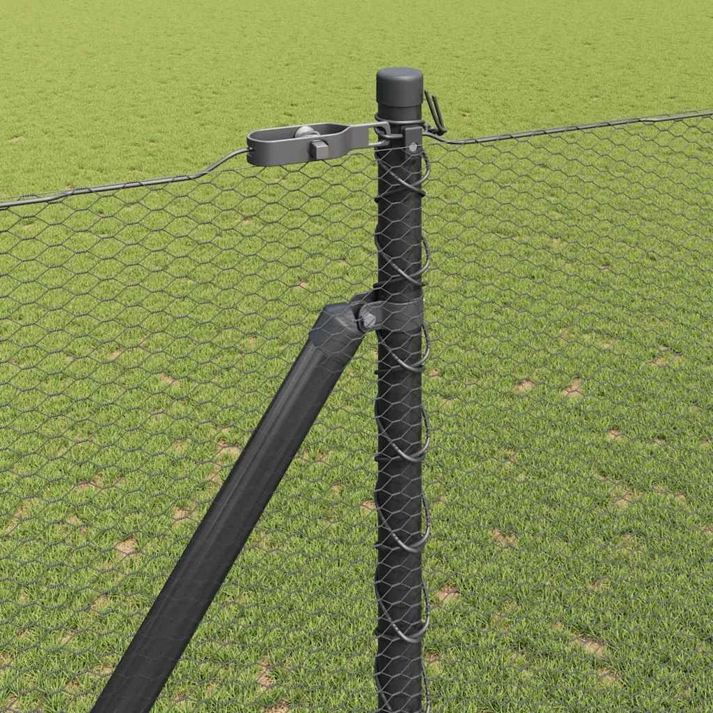 Hexagonální plot s podpěrou 10 x 1,6 m Ocel potažená PVC Šedá 3353215
