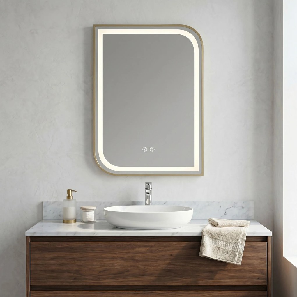 Rea Zone, LED zrcadlo, 60x80 cm, zlatá matná, HOM-00209