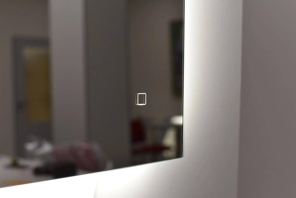 Amirro Zrcadlo do koupelny na zeď do pokoje do ložnice do předsíně na chodbu AMBIENTE 100 x 60 cm s LED podsvícením  po celém obvodu ac dotykovým senzorem 411-156