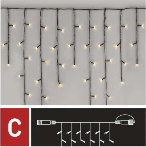 Propojovací vánoční řetěz bez zdroje EMOS Connecting D1CW01 ZY1441 100LED krápníky 2,5x0,9m teplá bílá