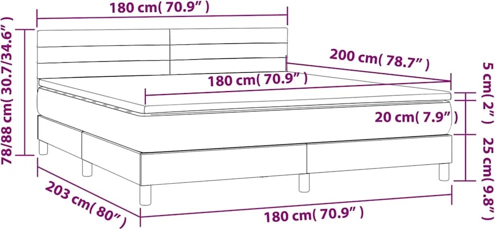 Box spring postel s matrací černá 180x200 cm samet 3141379