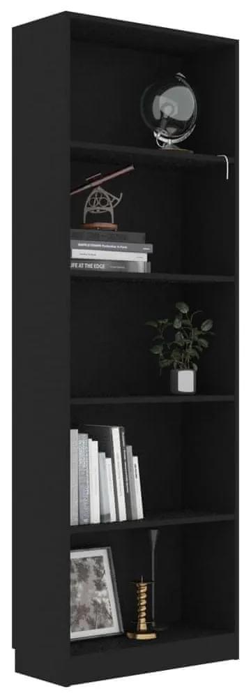 Petromila Knihovna s 5 policemi černá 60 x 24 x 175 cm dřevotříska