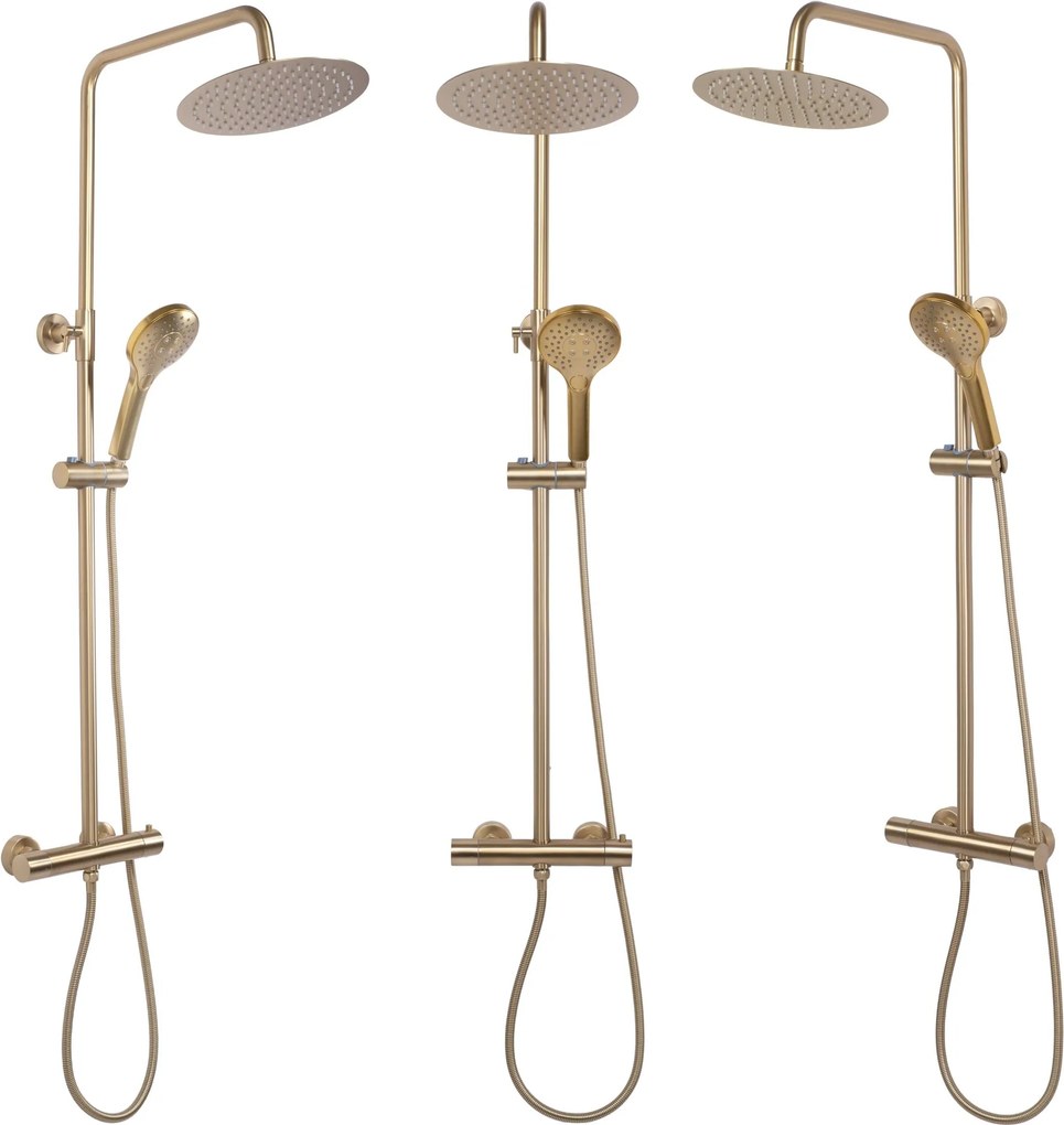 Rea Vincent, sprchový set s termostatickou baterií a dešťovou hlavicí 25cm, zlatá matná, REA-P6602
