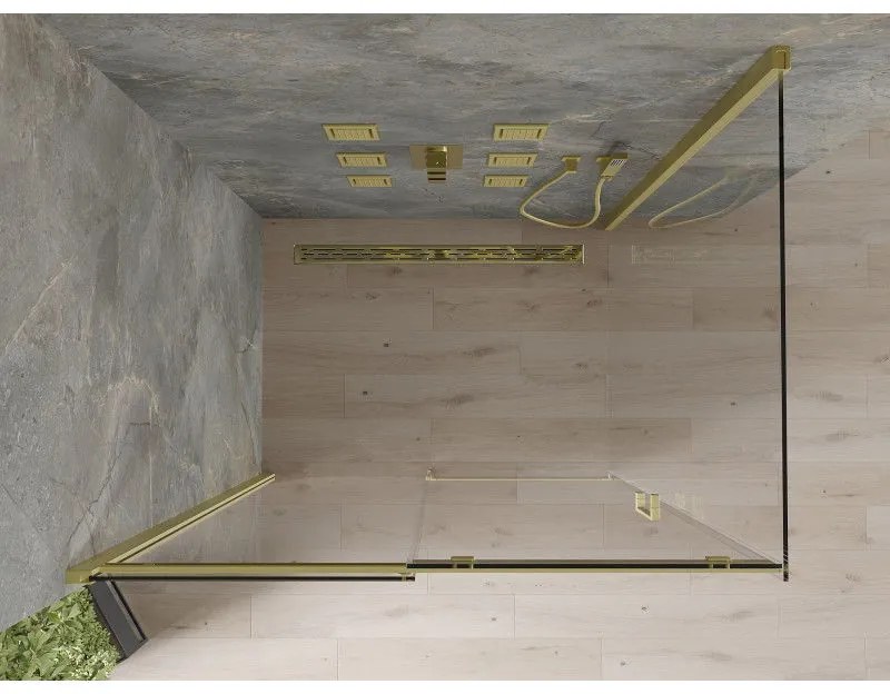 Mexen Omega sprchový kout 140x100cm, 8mm sklo, zlatý profil-čiré sklo, 825-140-100-50-00