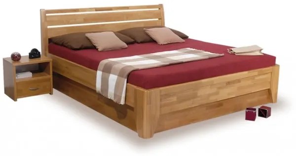 Manželská postel s úložným prostorem VERONA, výklop, buk VYKONA, 160x200 cm