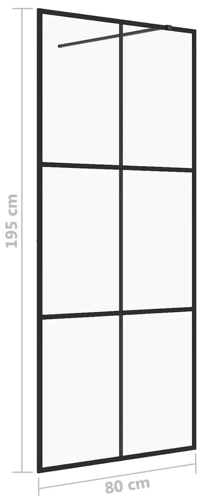 vidaXL Marketos Zástěna do průchozí sprchy čiré ESG sklo 80 x 195 cm černá