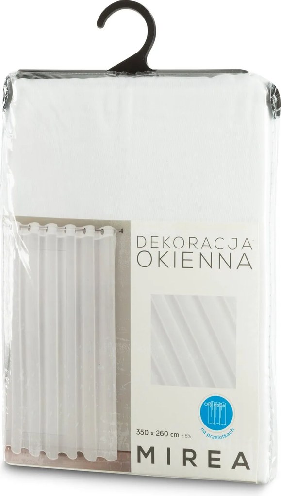 ZÁCLONA NA KROUŽCÍCH MIREA 350X260 CM BÍLÁ