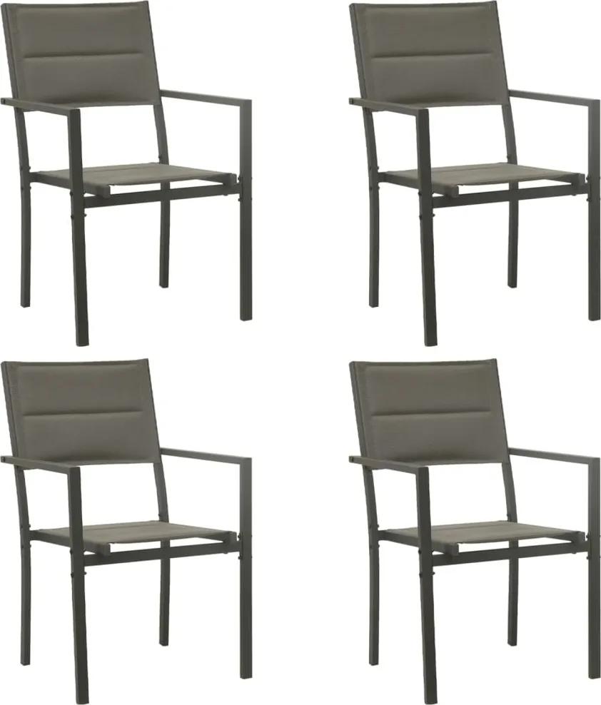 vidaXL Zahradní židle 4 ks textilen a ocel šedé a antracitové [313080]