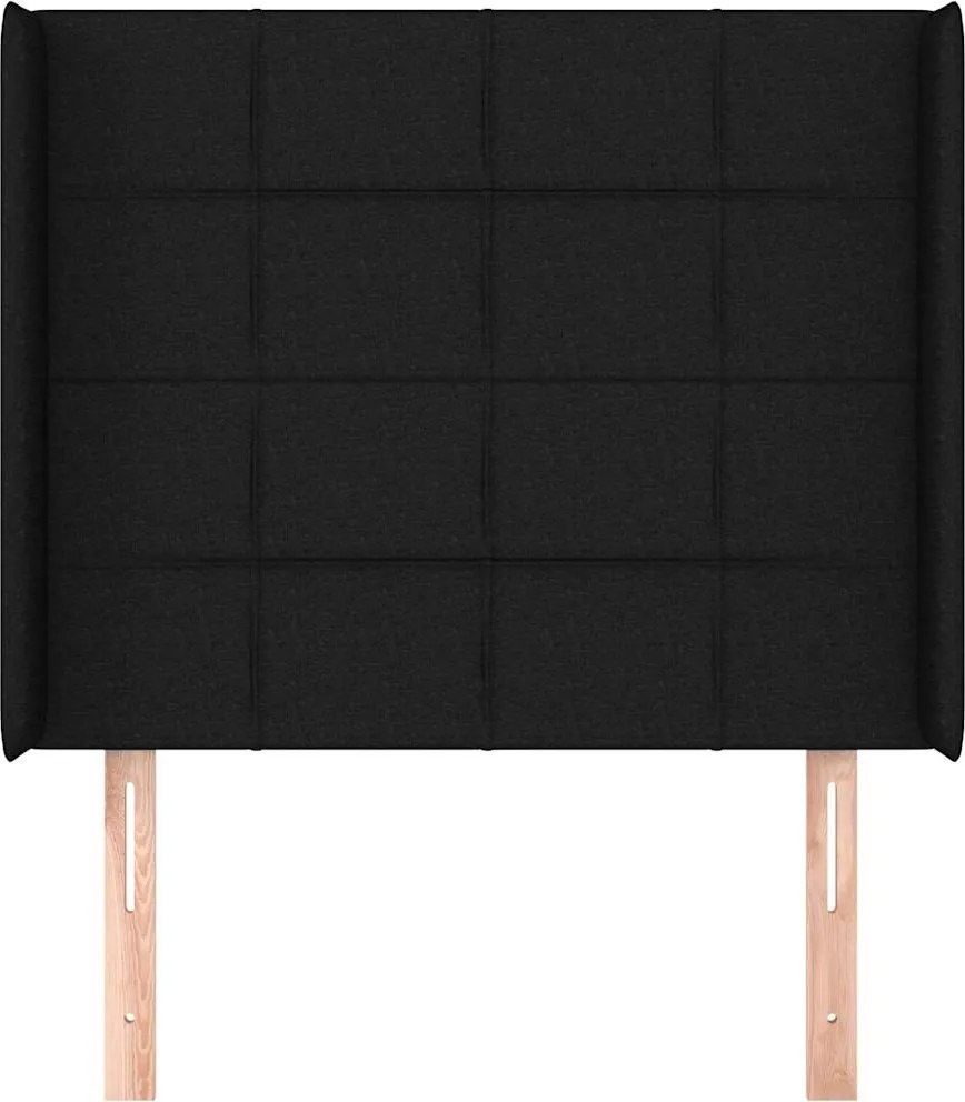 Čelo postele typu ušák černé 83x16x118/128 cm textil 3119556