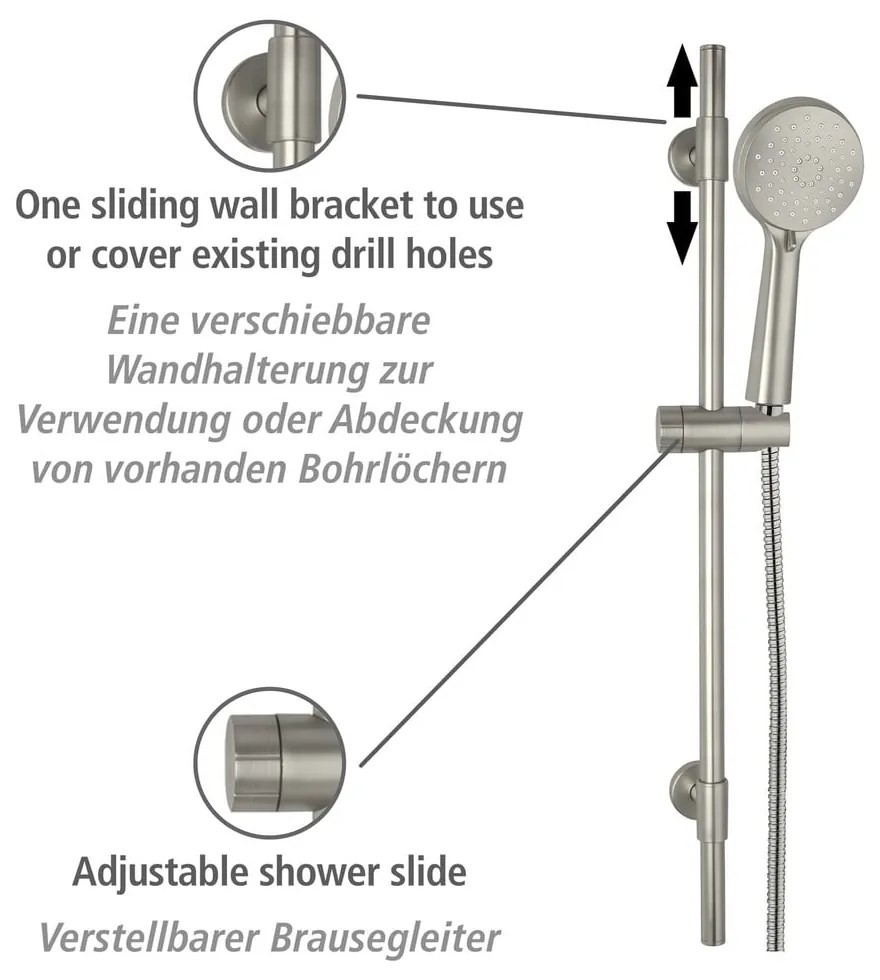 Sprchový set z nerezové oceli v matně stříbrné barvě 66 cm Young – Wenko