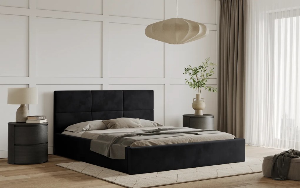 Postel TIVOLI 140x200 černá s úložným prostorem