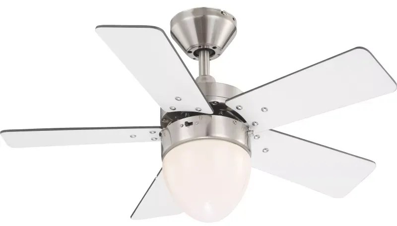 GLOBO 0332 MARVA stropní ventilátor s osvětlením na patici E27 740 mm s tahovým vypínačem nikl Ventilátory se světlem