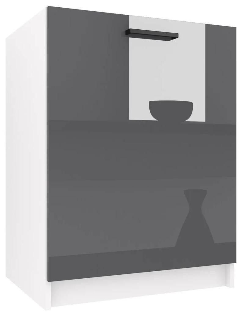Kuchyňská skříňka Belini dřezová 60 cm šedý lesk bez pracovní desky  INF SDZ60/0/WT/S/0/B1