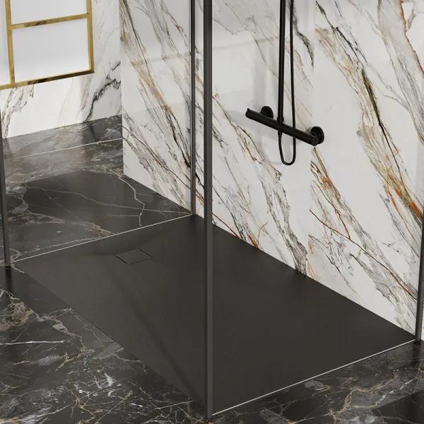 BPS-koupelny Obdélníková akrylátová sprchová vanička HYD-OSV-RIKO 120x80 černá