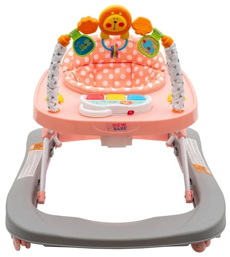 NEW BABY Dětské chodítko se silikonovými kolečky New Baby Forest Kingdom Pink
