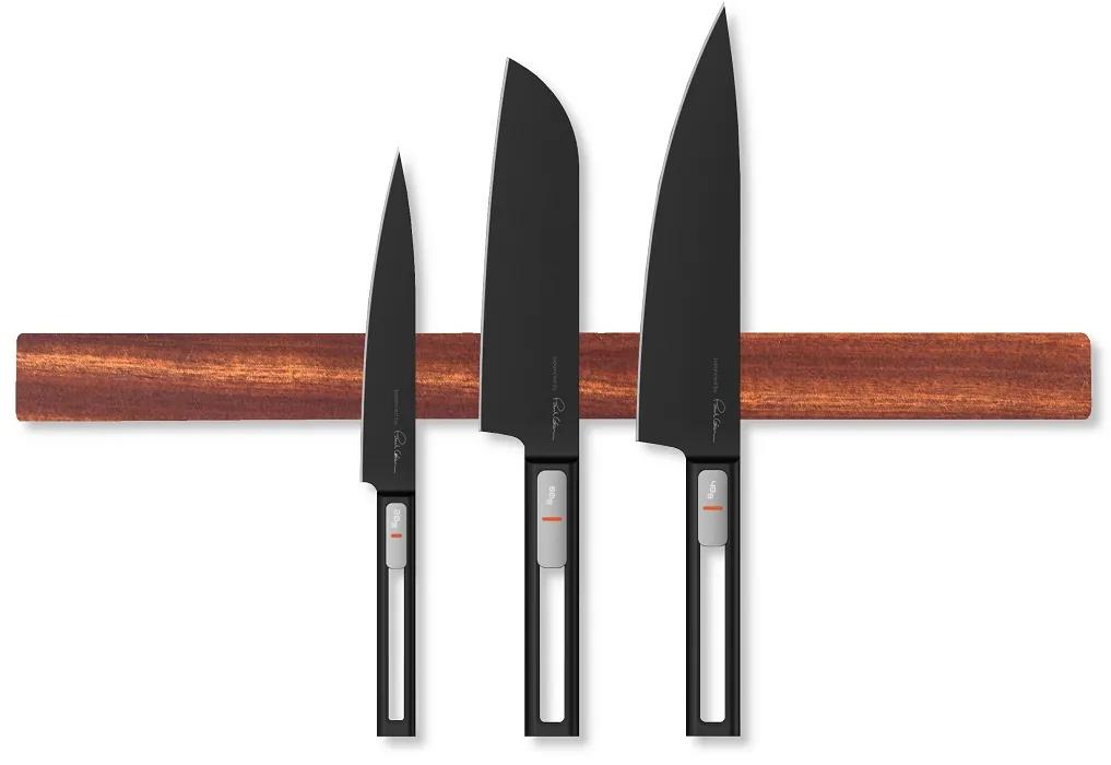 Wook | dřevěná magnetická lišta na nože - mahagon montáž: montáž na sklo/zeď, velikost: 45 x 4 x 2 cm (8 nožů)