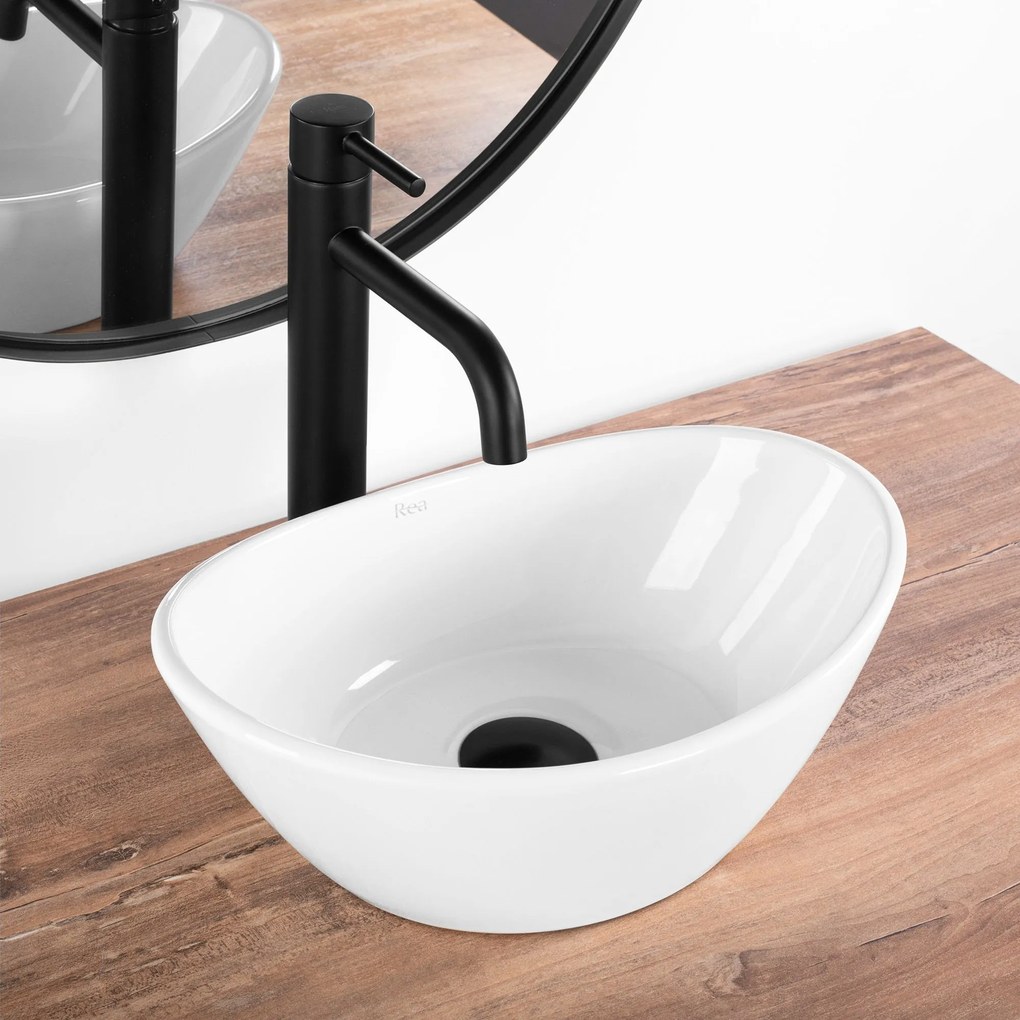 Rea Kate mini, umyvadlo na desku 365x245x130 mm, bílá lesklá, REA-U6803