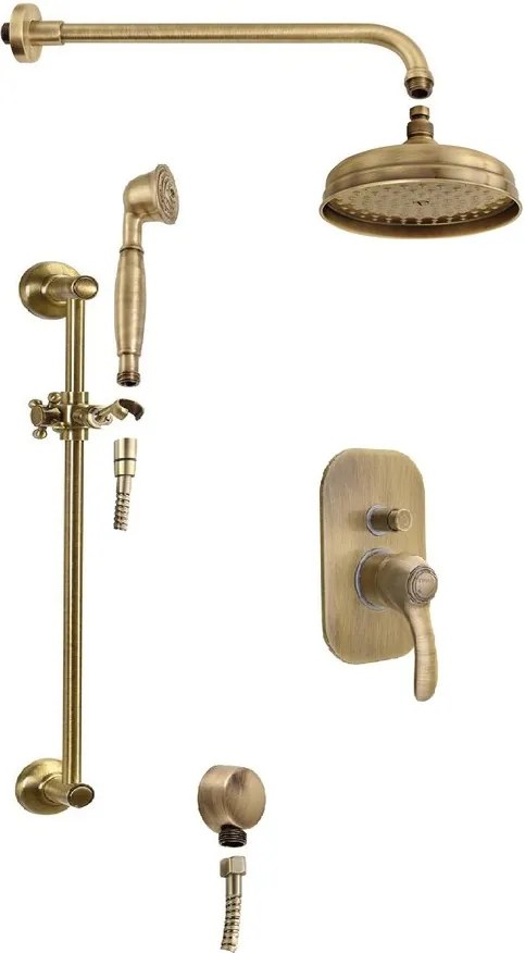 Sapho Sapho, KIRKÉ podomítkový sprchový set s pákovou baterií, 2 výstupy, bronz, KI42B-01