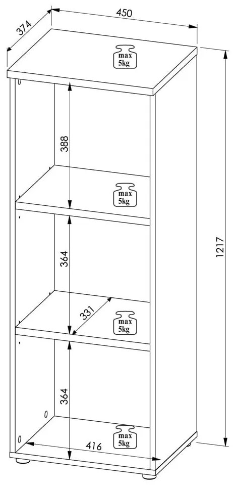 Kancelářský regál Brego 14 45 cm grafit/dub Artisan II