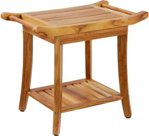 Teaková sprchová lavice 55,9 × 36,6 × 47 cm dřevěná židle do koupelny do sprchy