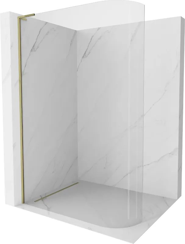 Mexen Kioto L, sprchová zástěna Walk-In 80 x 200 cm, 8mm čiré sklo, zlatý lesklý profil, 800-080-103-50-06