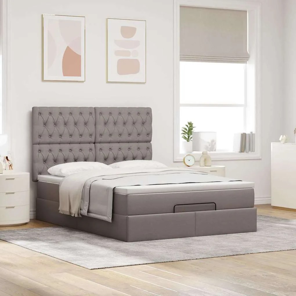 Osmanský rám postele s matrací taupe 140x200cm textil 3314097